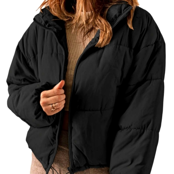 unbranded | Jackets & Coats | Host Pick Black Cropped Puffer Coat ...